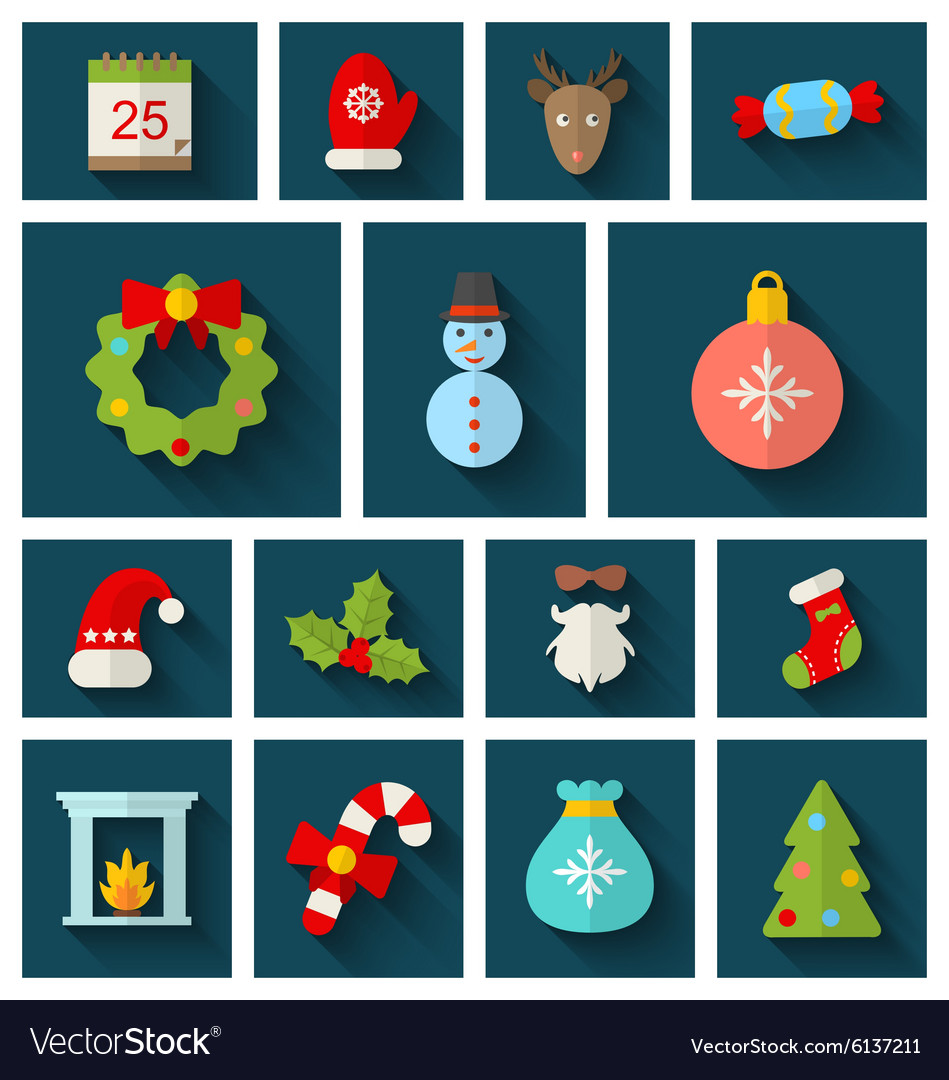 Christmas colorful objects and elements Royalty Free Vector