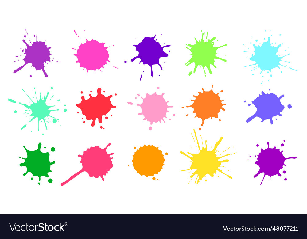 Color paint splatter colorful ink stains abstract Vector Image