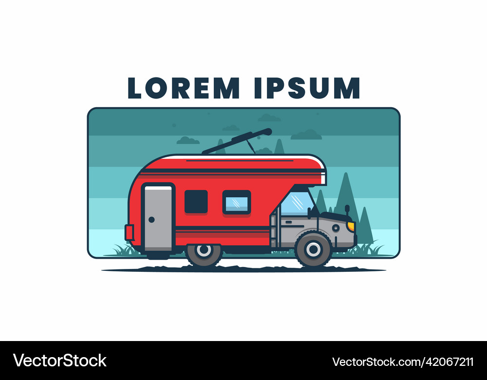Colorful rv truck flat Royalty Free Vector Image