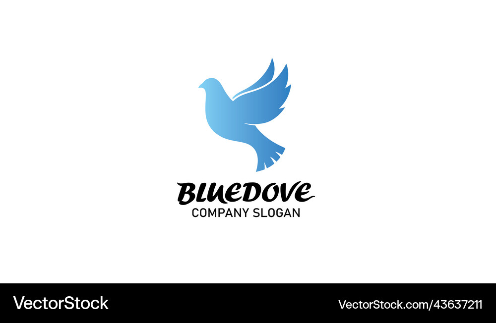 Creative flying blue pigeon dove bird logo Vector Image