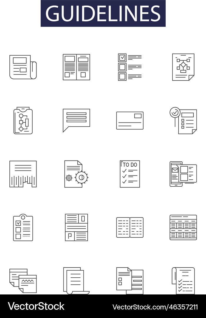 Guidelines line icons and signs rule Royalty Free Vector