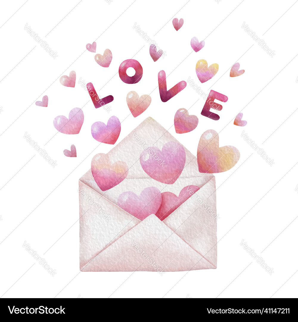 Hearts flying out of opened envelope Royalty Free Vector