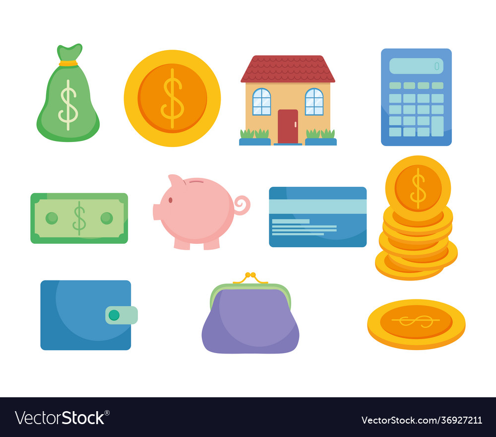 Saving management set Royalty Free Vector Image