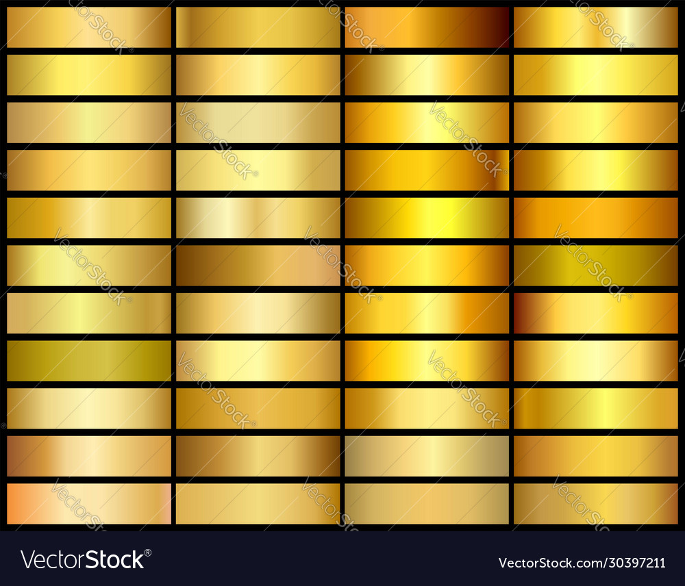 Set 33 unique gold gradient backgrounds Royalty Free Vector