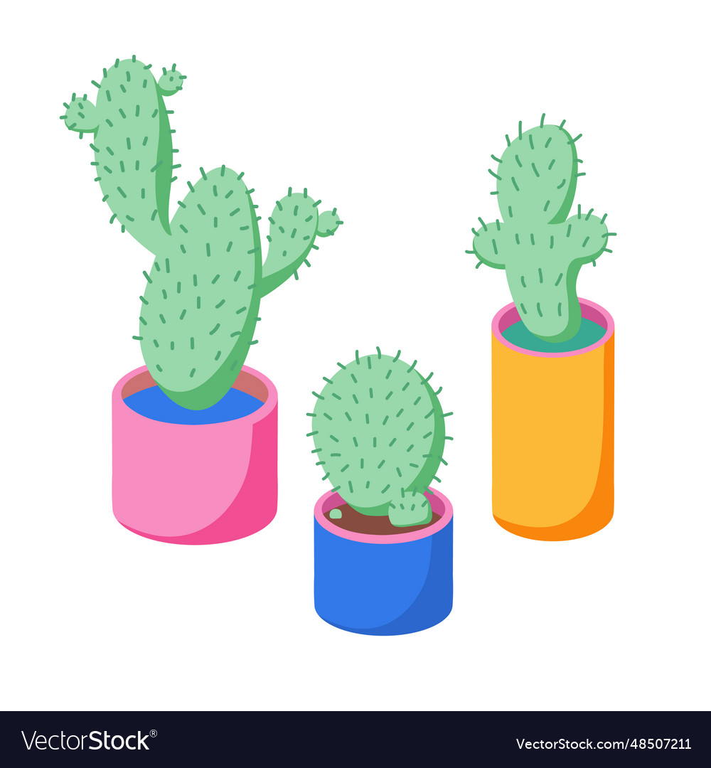 Set cactus Royalty Free Vector Image - VectorStock