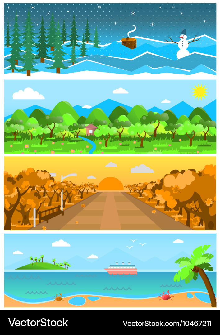 Set nature backgrounds and landscapes Royalty Free Vector