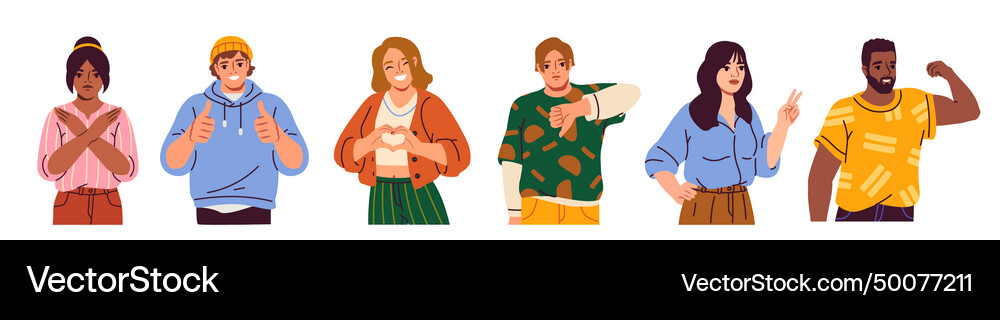 Set of people showing different gestures Vector Image