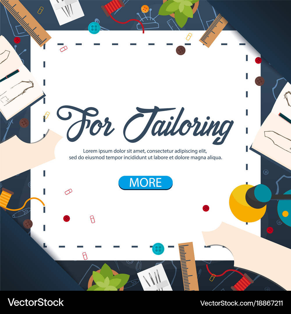 Tailor and seamstress banner sewing kit Royalty Free Vector