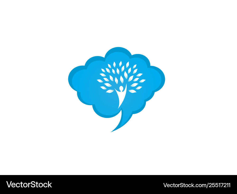 Tree trunk with head and green leaves logo design Vector Image