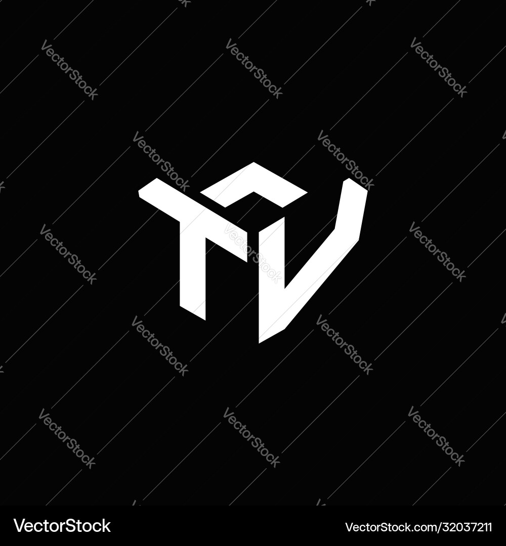 Tv logo monogram with emblem style ribbon design Vector Image