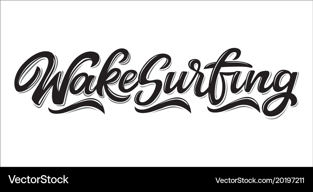 Wake surfing lettering logo in graffiti style Vector Image