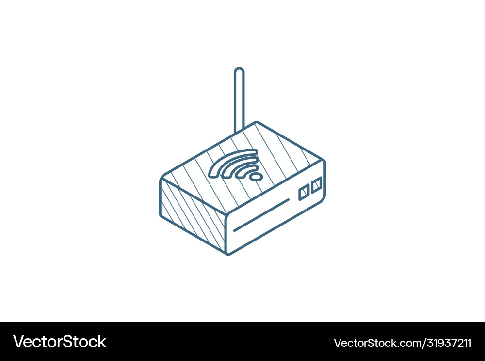 Wi-fi router isometric icon 3d line art technical Vector Image