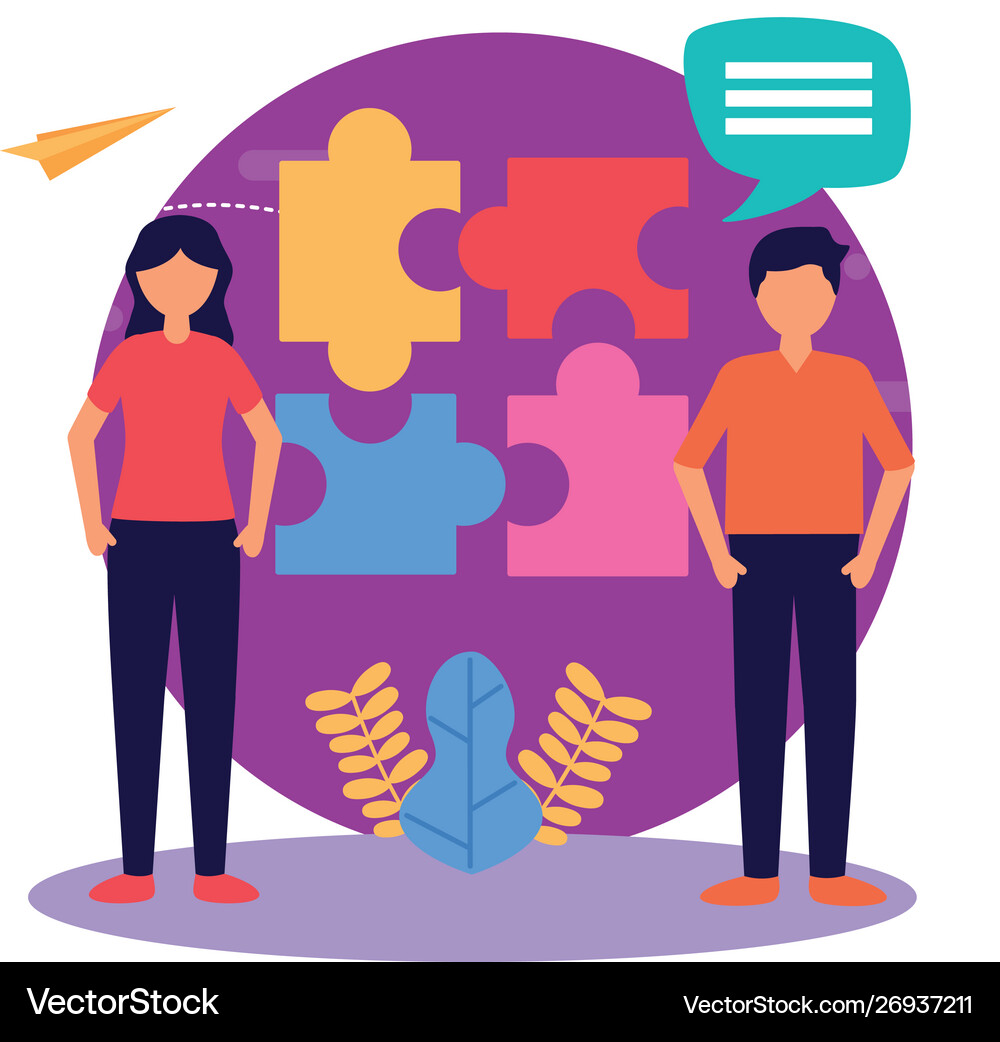 Woman and man with teamwork icon design Royalty Free Vector
