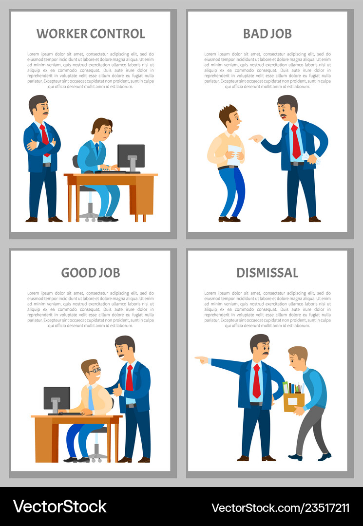 Worker control bad good job dismissal worker Vector Image