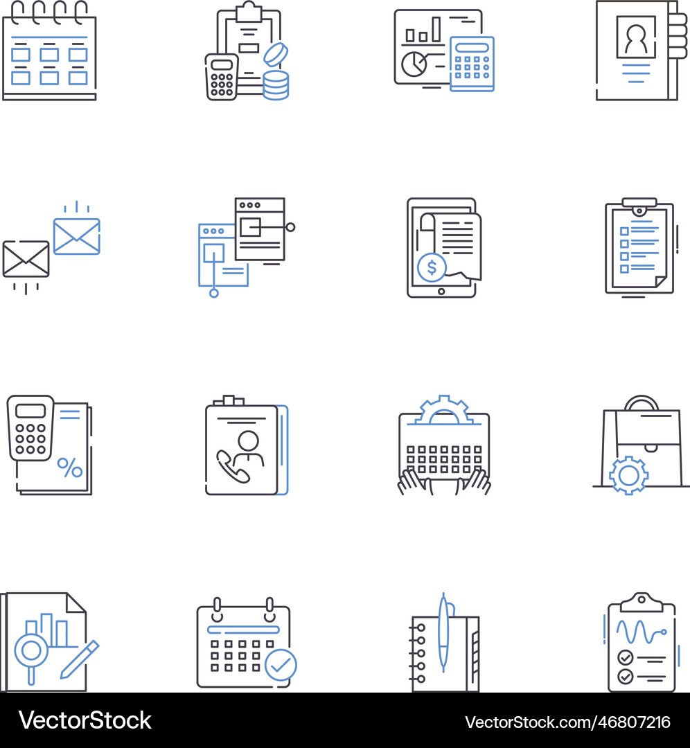 Chronology line icons collection timeline Vector Image