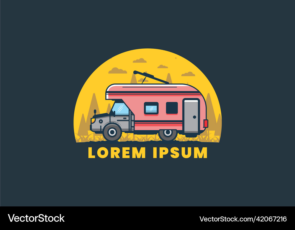 Colorful rv truck flat Royalty Free Vector Image