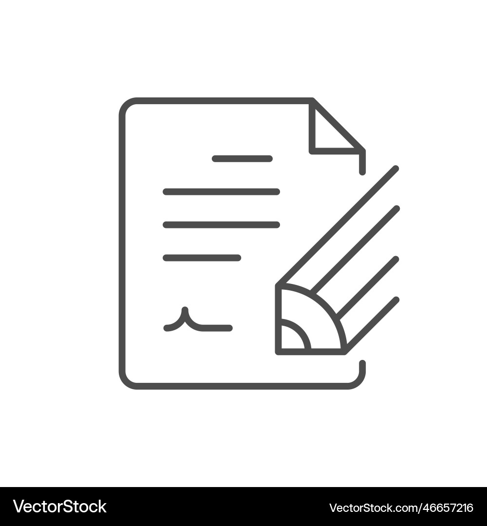 Contract signing line outline icon Royalty Free Vector Image
