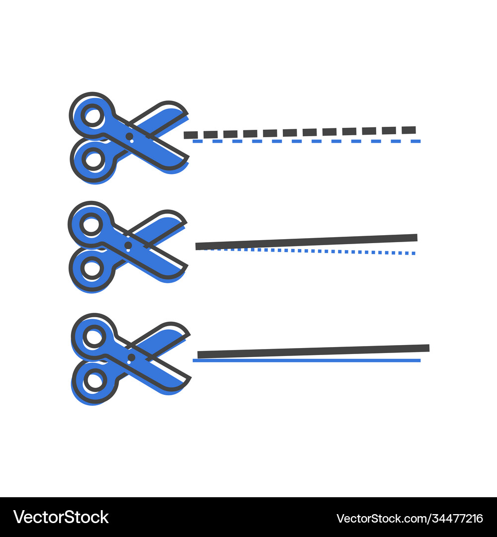Cut line icon with scissors cartoon style Vector Image