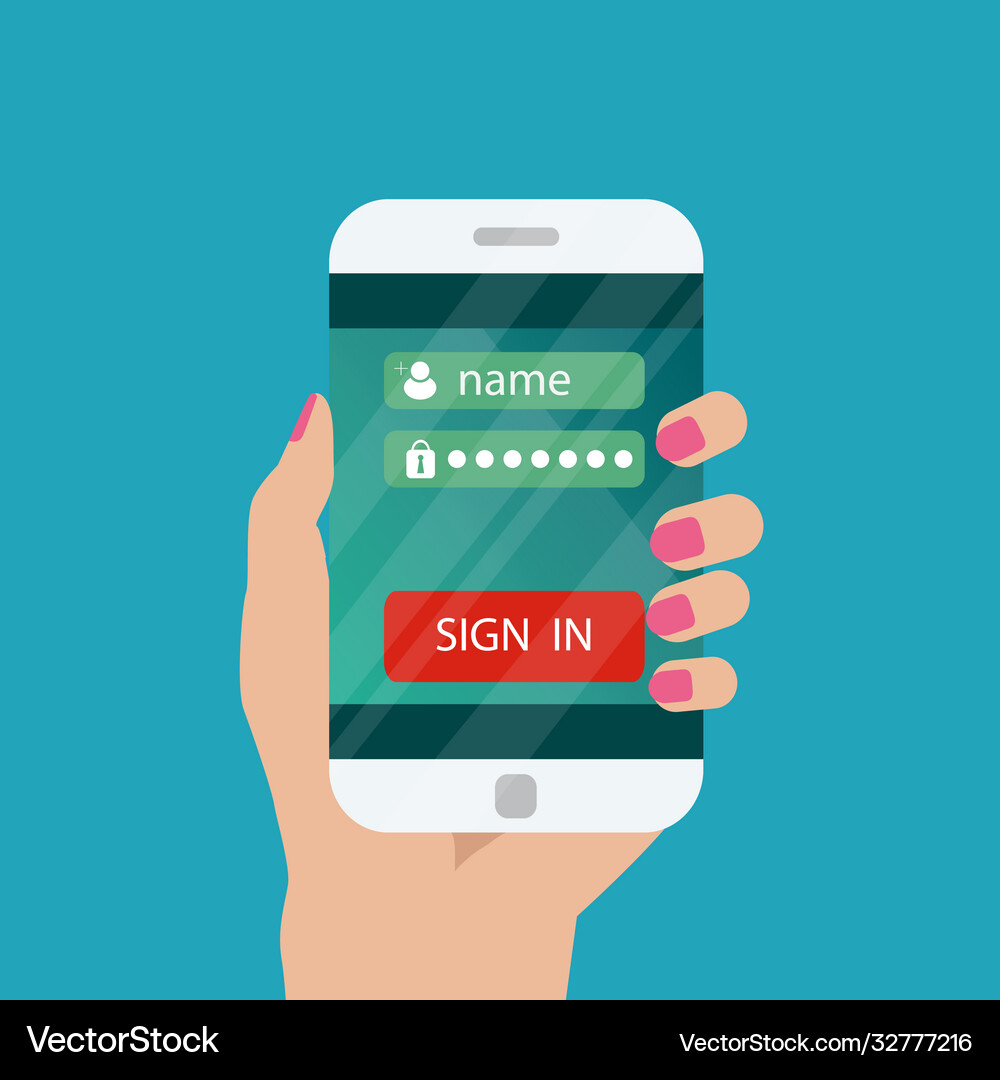 Flat design sign in page on smartphone screen Vector Image