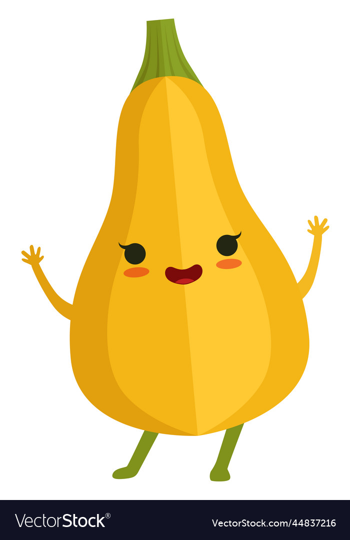 Funny face squash character cartoon smiling Vector Image