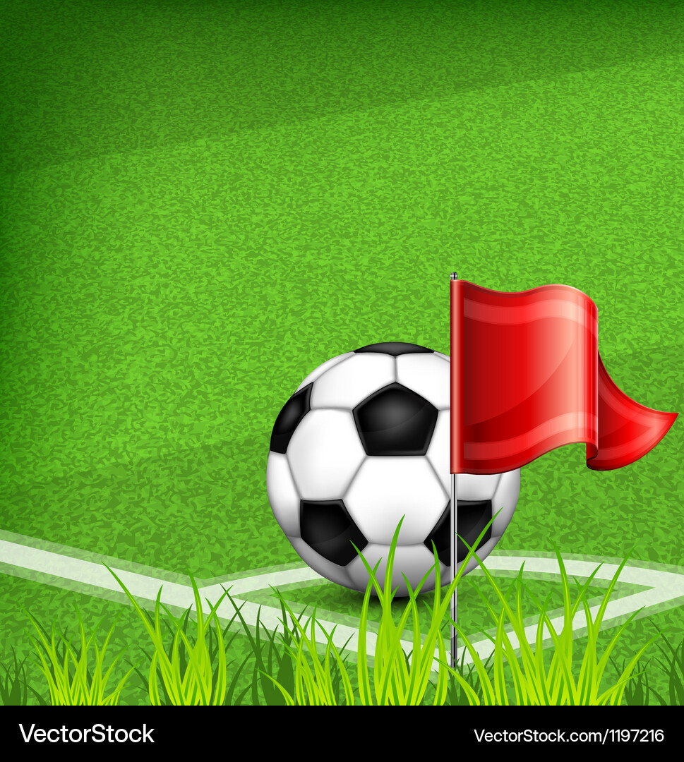 Green playing field ball red flag 10 v Royalty Free Vector