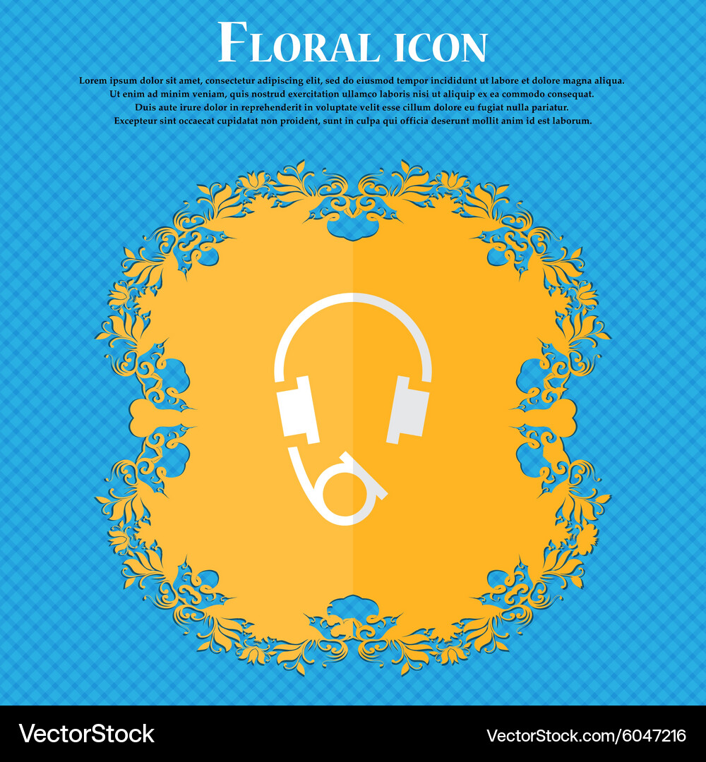 Headsets floral flat design on a blue abstract Vector Image