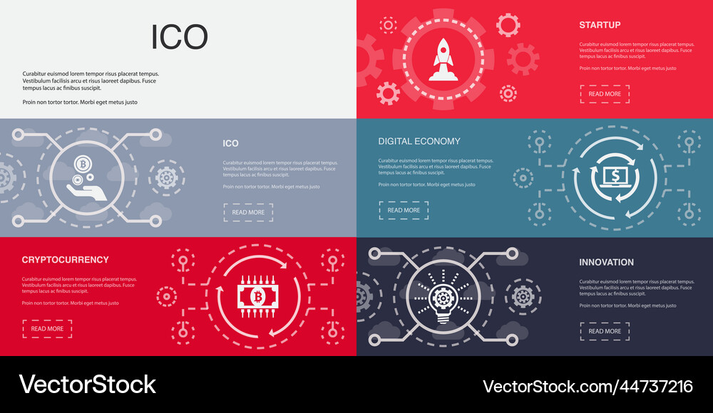 Ico cryptocurrency startup digital economy Vector Image