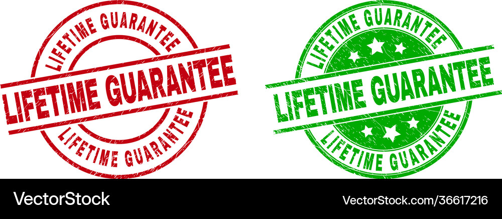 Lifetime guarantee round watermarks with scratched