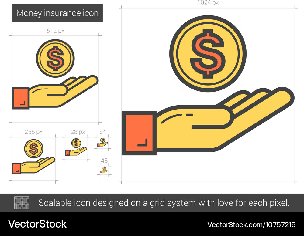 Money insurance line icon Royalty Free Vector Image
