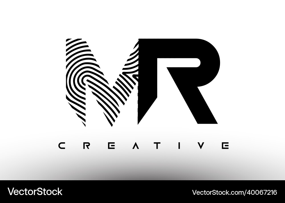 Mr fingerprint zebra letter logo design Royalty Free Vector