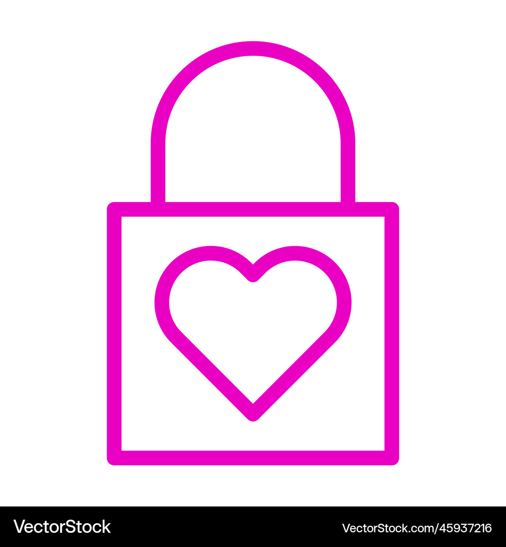 Padlock icon outline pink style valentine element Vector Image