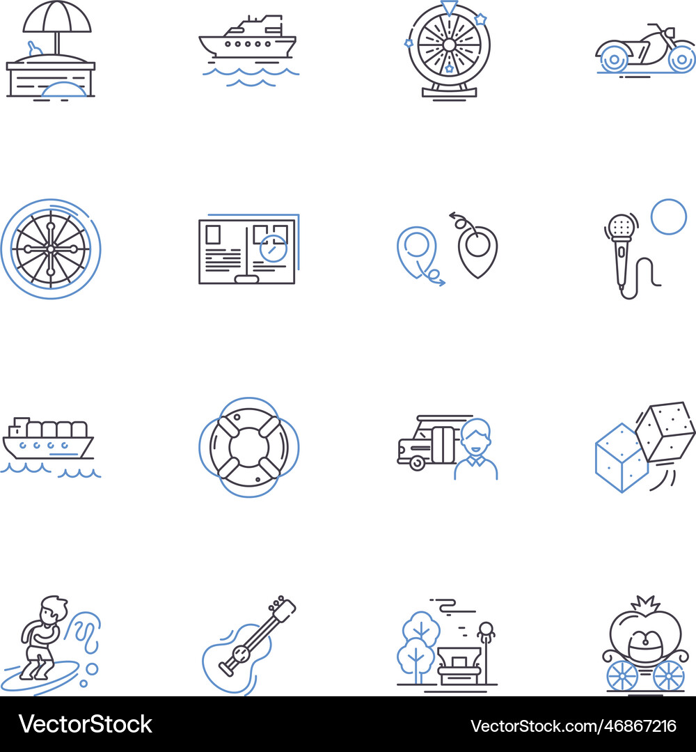 Pilgriming line icons collection devotion faith Vector Image