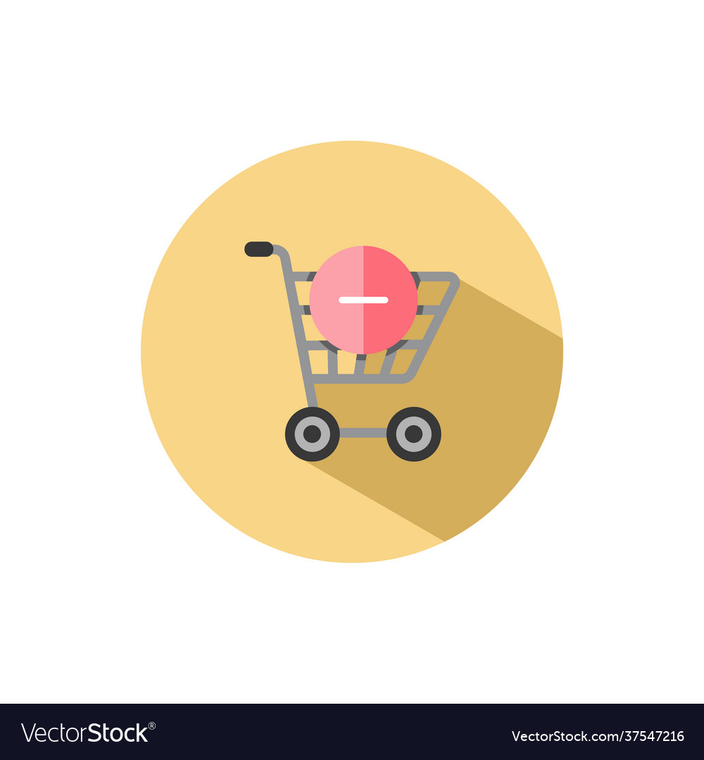 Shopping Cart Delete Product Flat Icon Royalty Free Vector