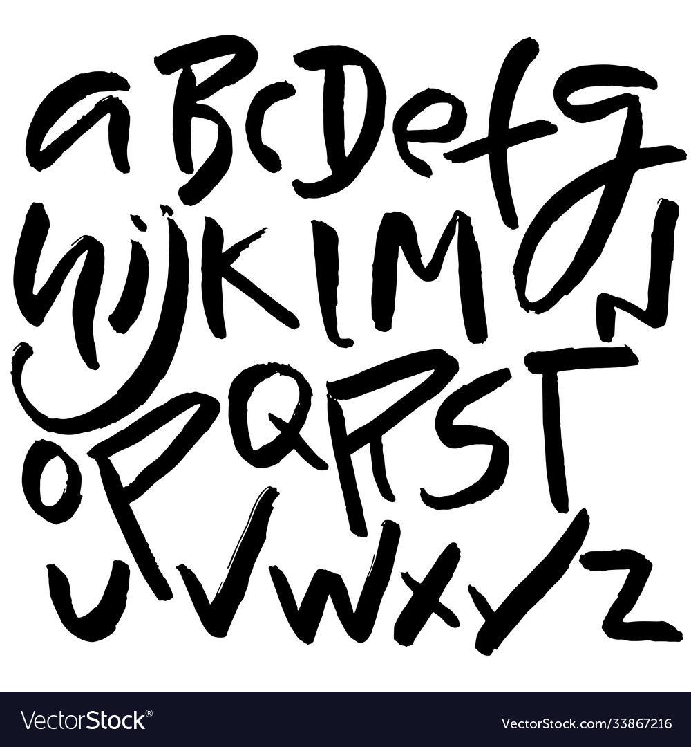 Simple alphabet letters handdrawn grunge modern Vector Image