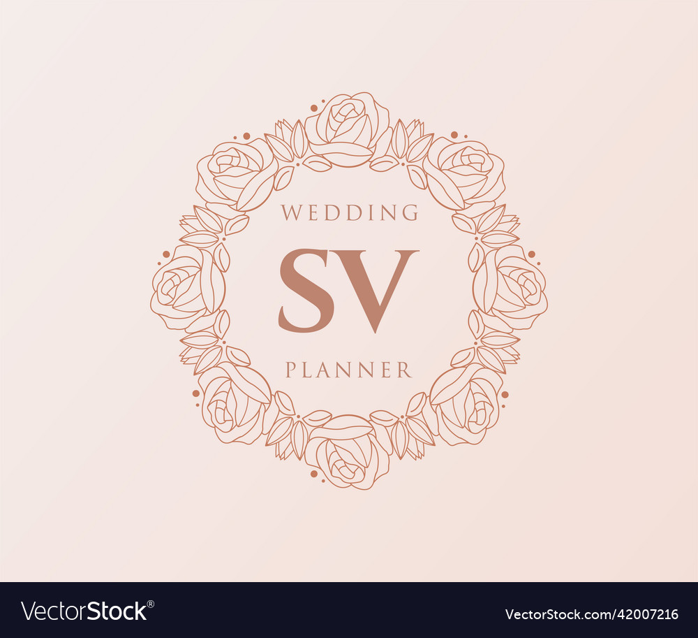 Sv initials letter wedding monogram logos Vector Image