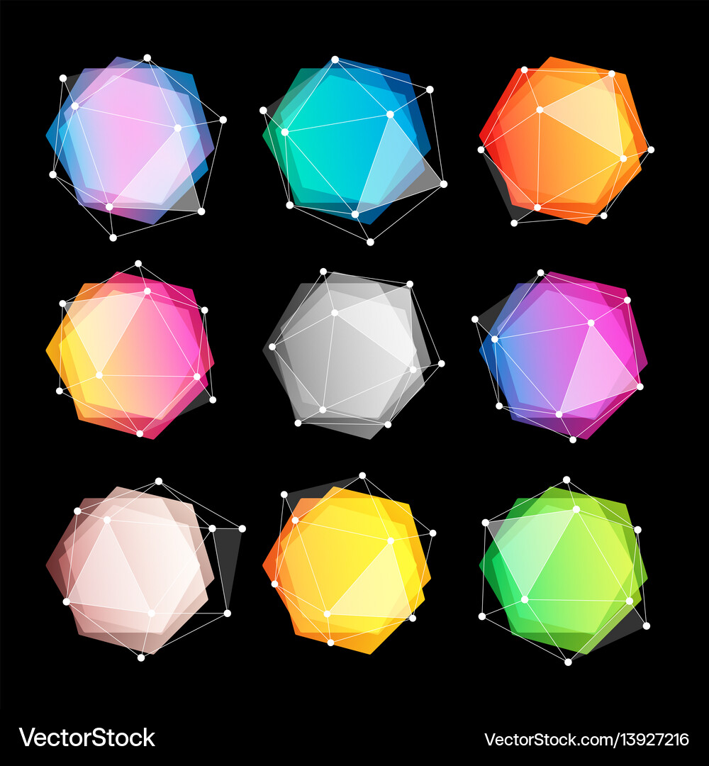 Unusual abstract geometric shapes logo set Vector Image