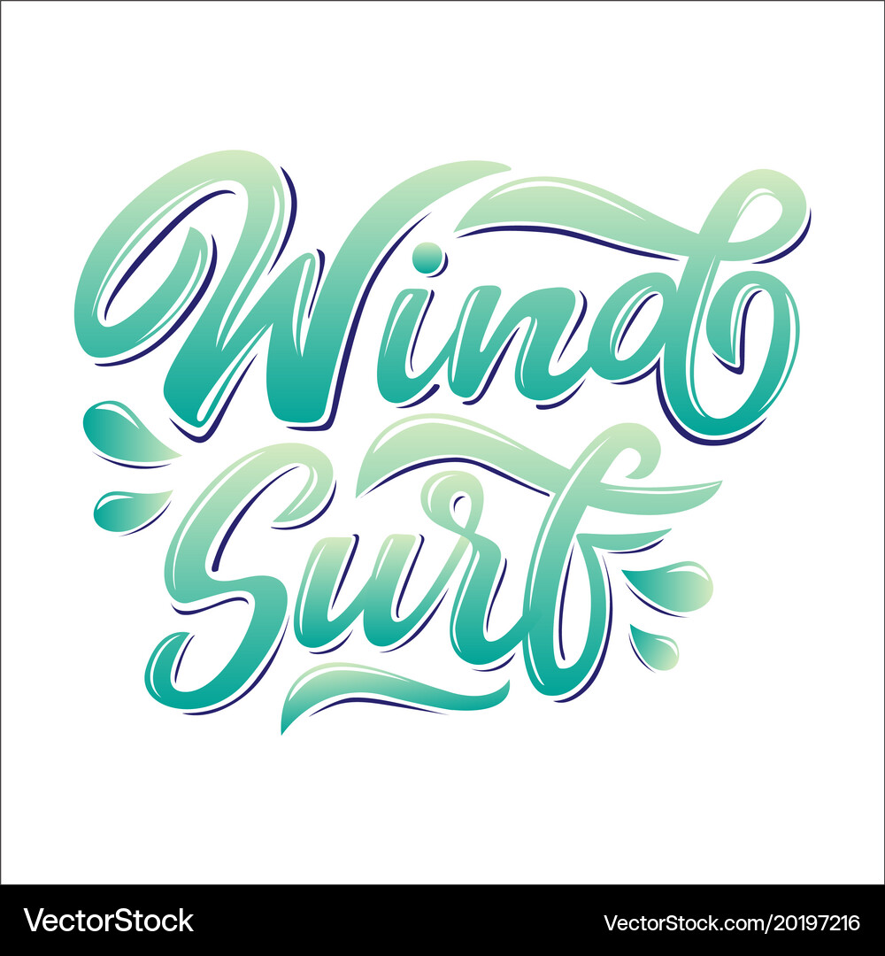 Wind surfing lettering logo in graffiti style Vector Image