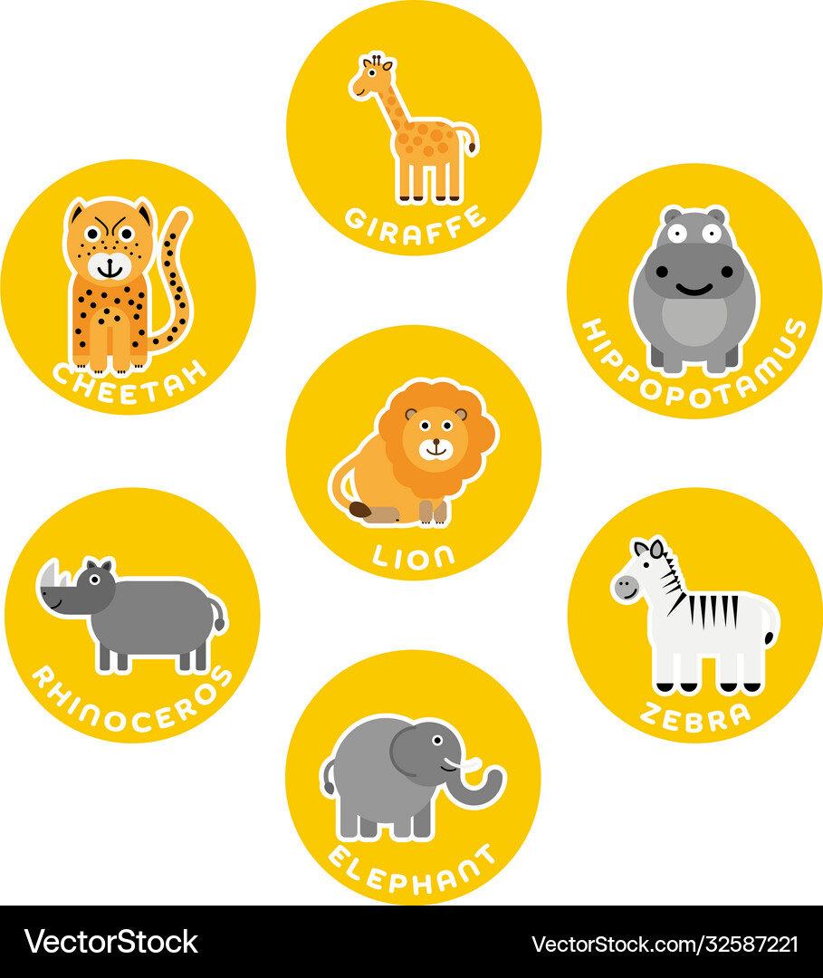 African savanna wild animals collection set 7 Vector Image