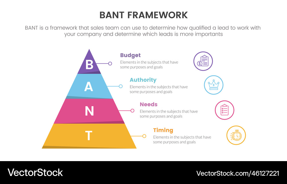 Bant sales framework methodology infographic Vector Image