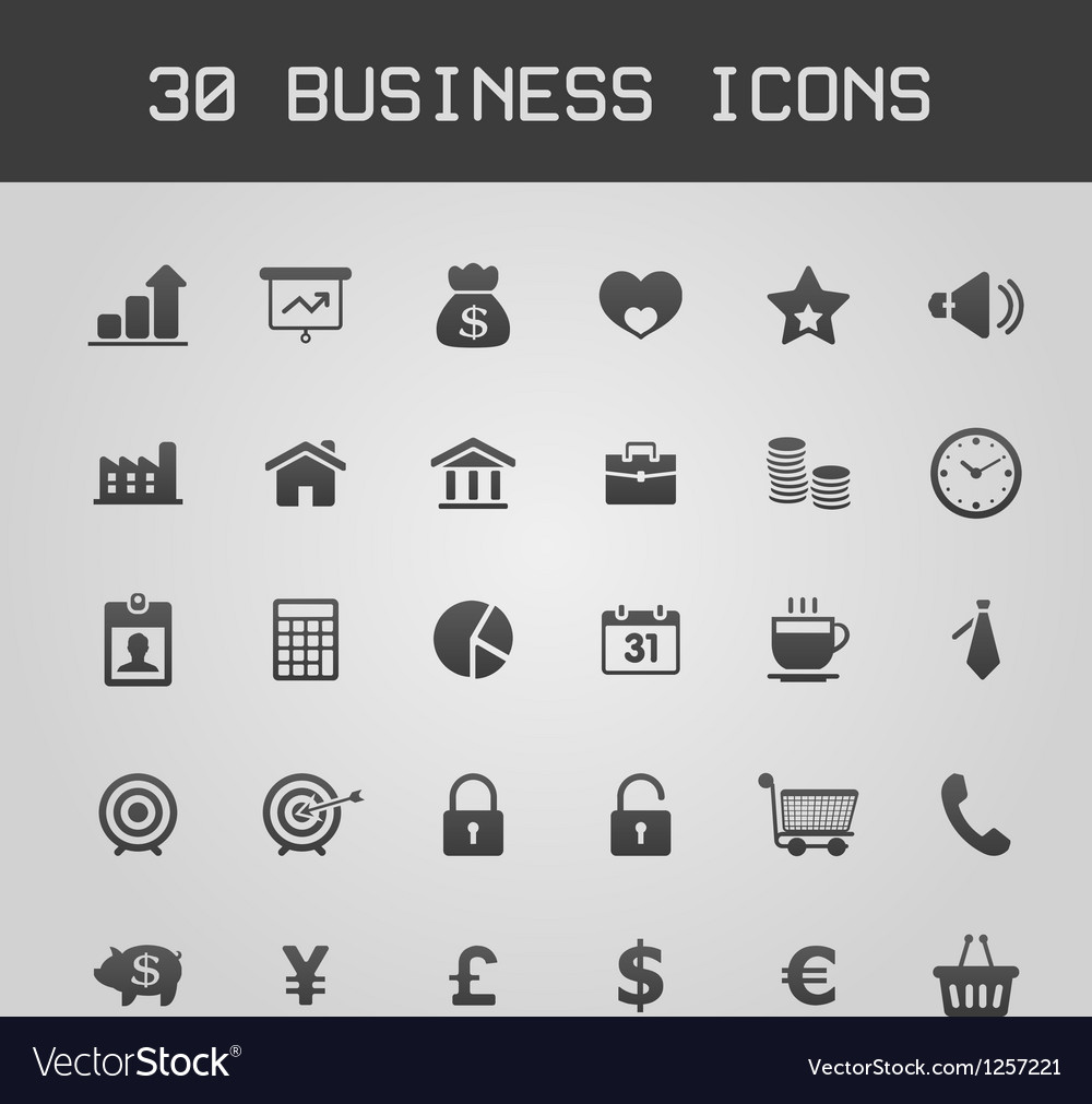 Business design elements icon set Royalty Free Vector Image