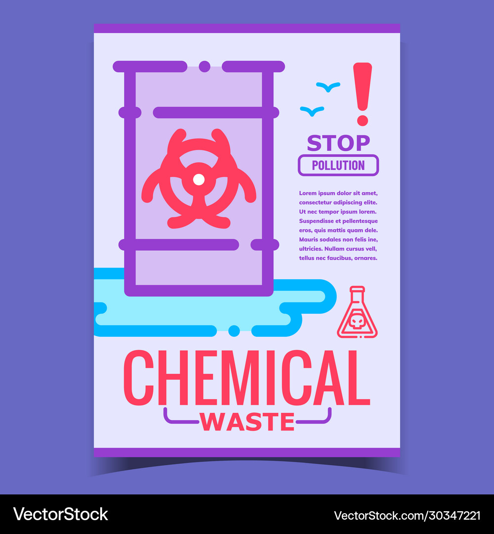 Chemical waste stop pollution promo poster Vector Image