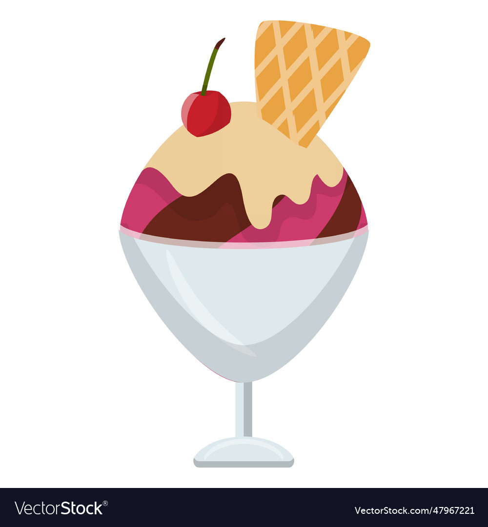Cherry Sundae Flat Icon Royalty Free Vector Image