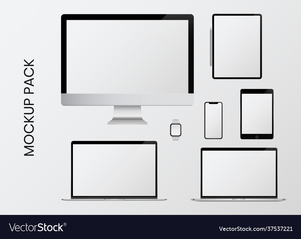 Digital device mockup set Royalty Free Vector Image