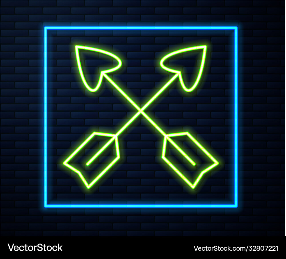 Glowing neon line crossed arrows icon isolated Vector Image