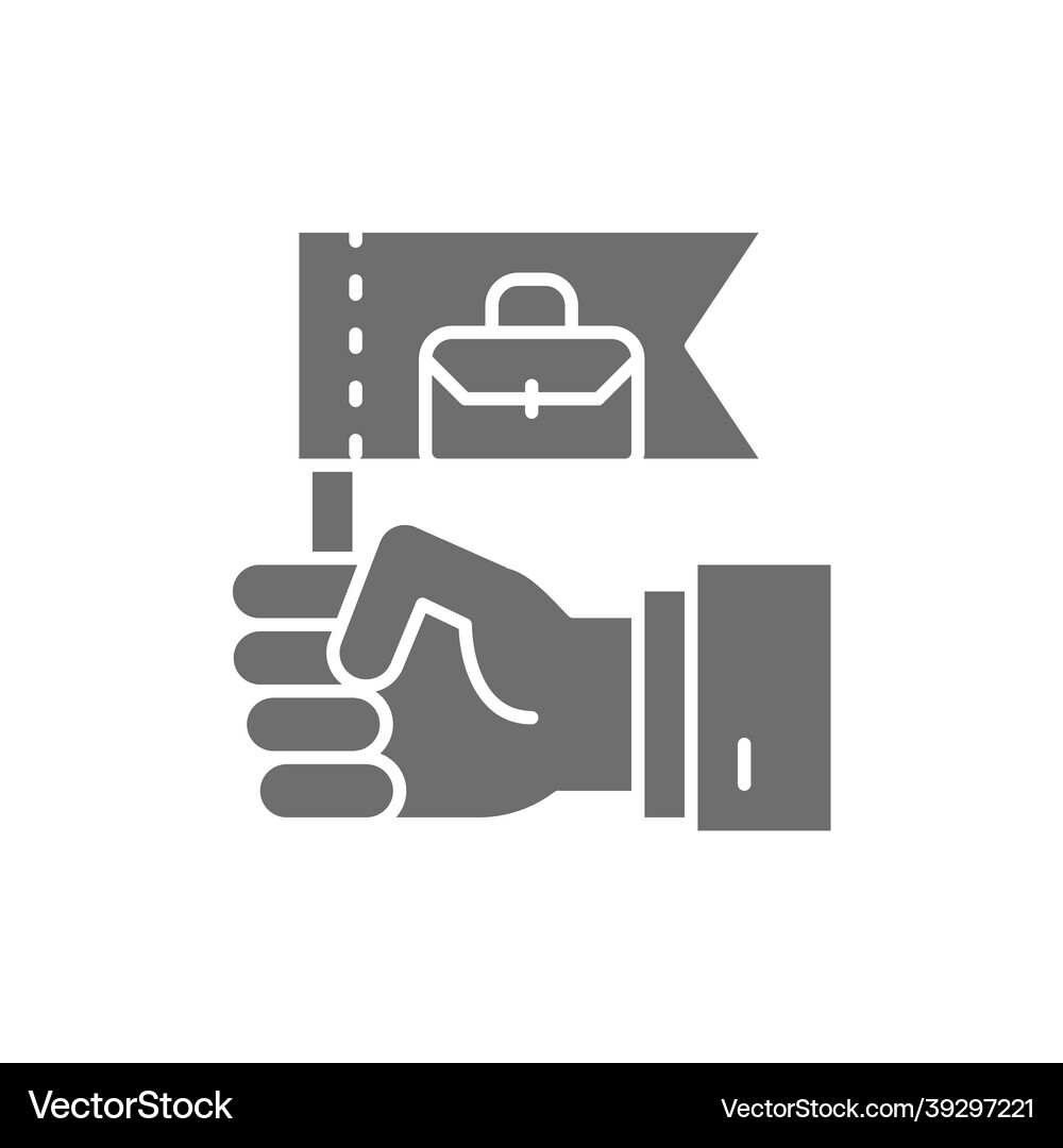 Hand with flag business leader leadership grey Vector Image