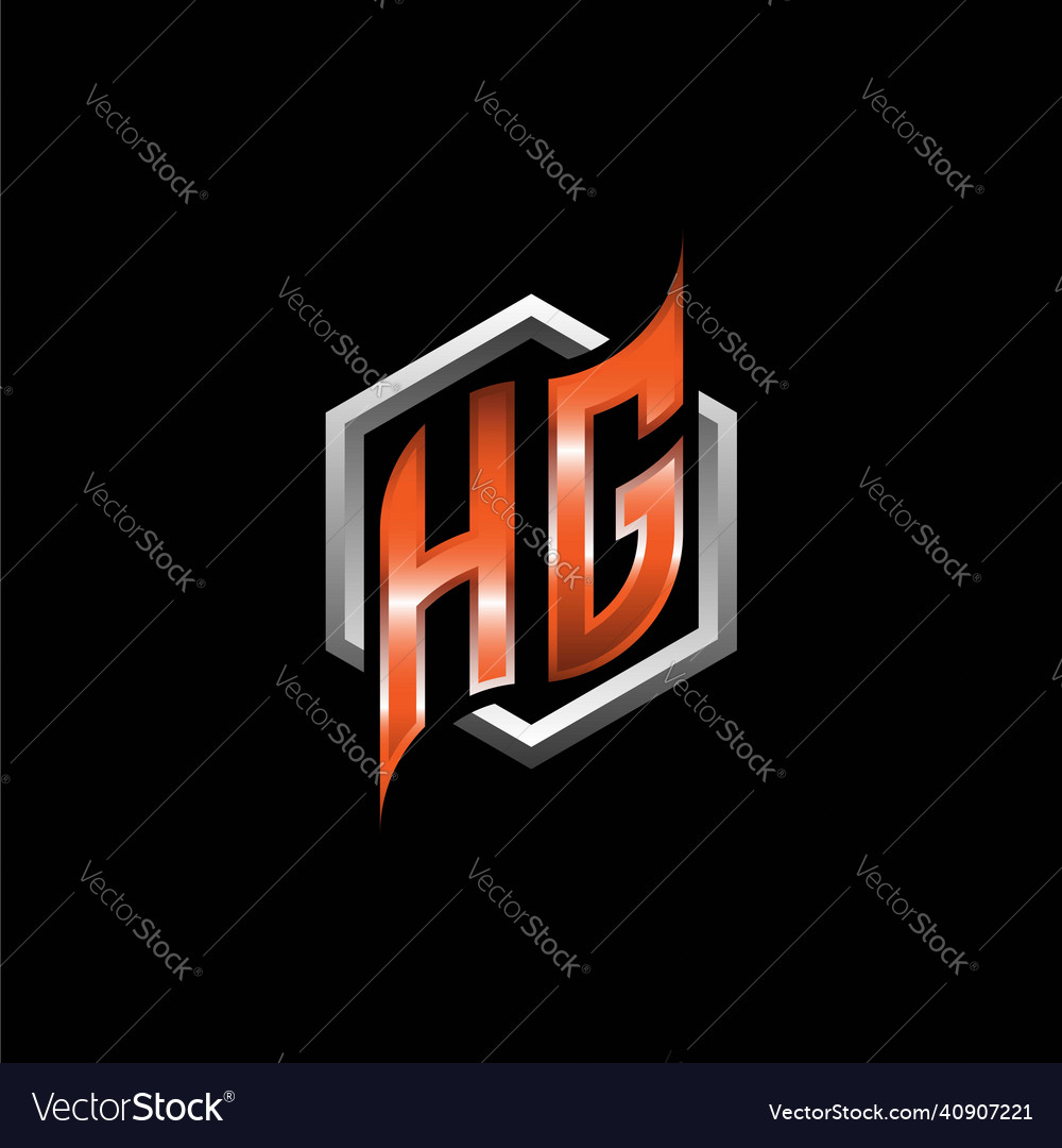 Hg monogram geometric orange with hexagonal Vector Image