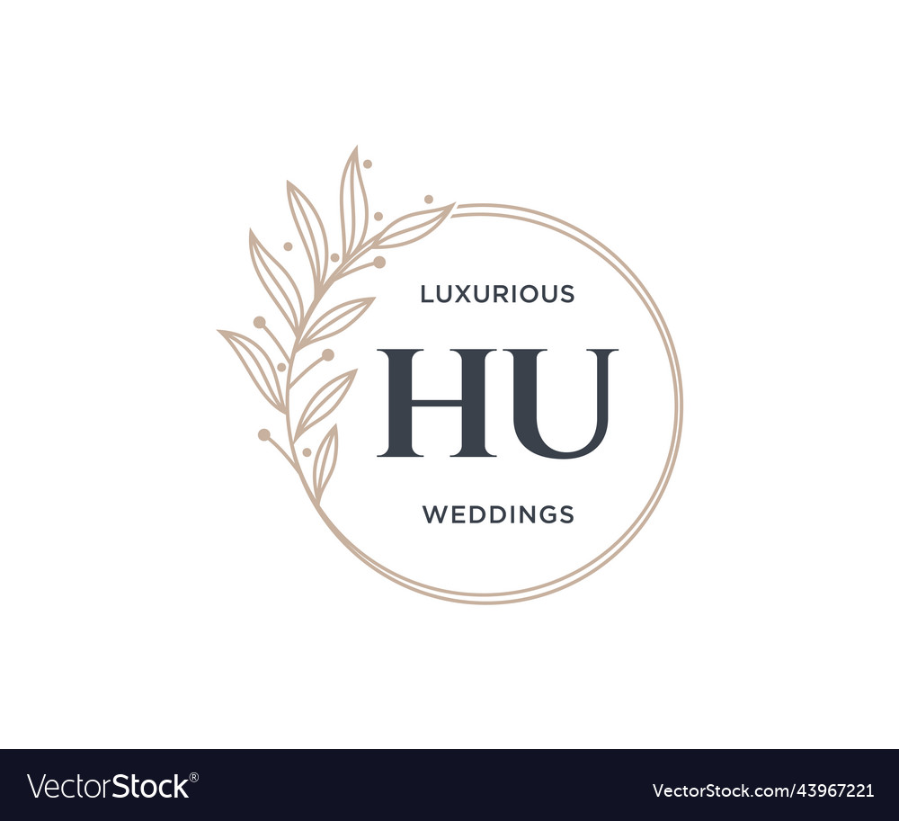 Hu initials letter wedding monogram logos Vector Image