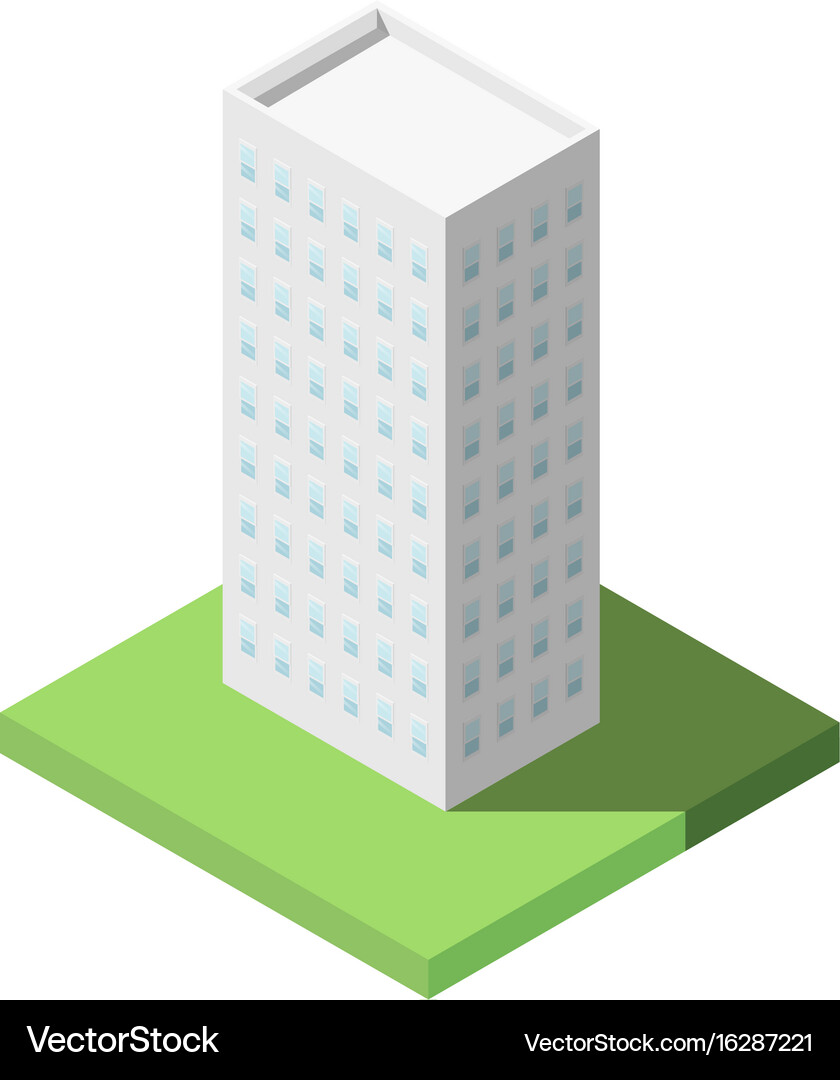 Isometric of modern office tall building for icon Vector Image