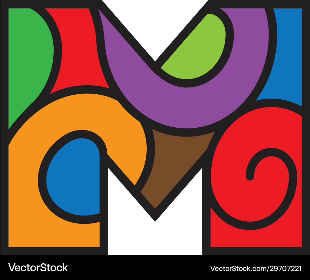 Letter m curves outline colorful logo Royalty Free Vector