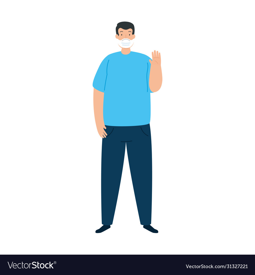 Man using face mask isolated icon Royalty Free Vector Image